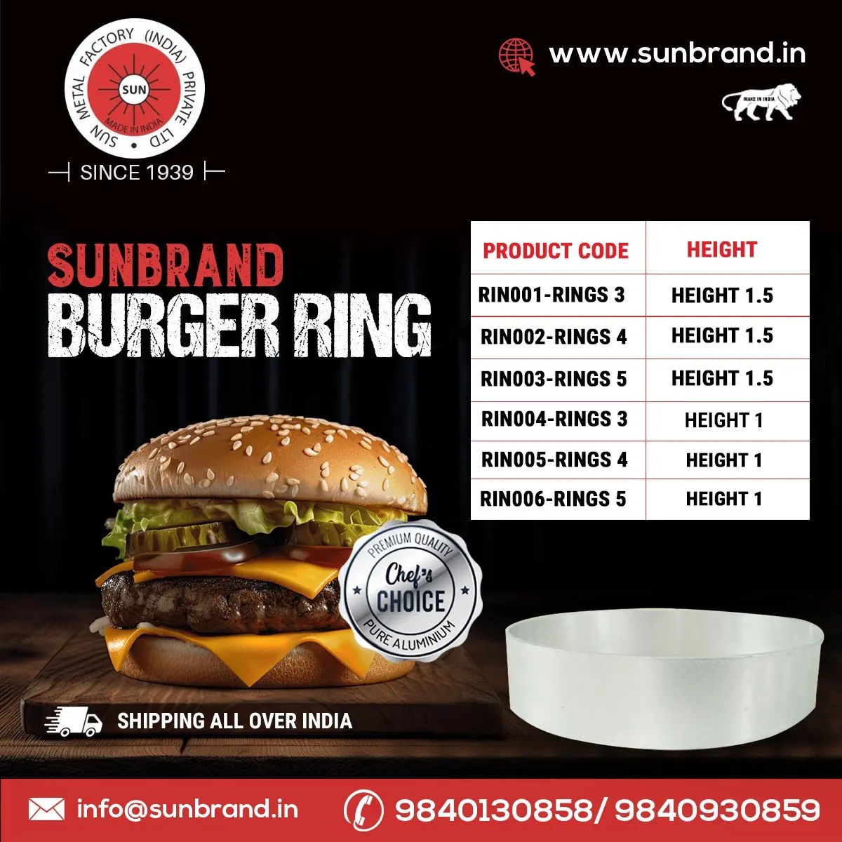 SunBrand Aluminum Burger Rings for the Burger Connoisseur